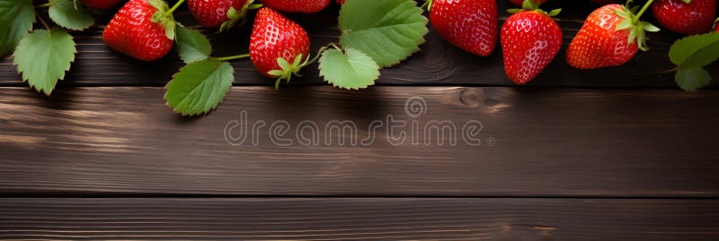 Strawberries on Wooden Background, Banner with Empty Copy Space ...