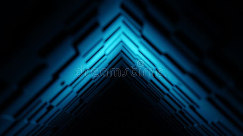 A Mesmerizing Ice Blue Triangle Shape Cubic Tunnel with Glowing Edges ...