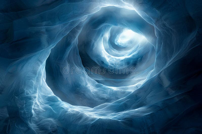 Mesmerizing Ice Cave, with Layers of Blue Ice Forming a Swirling Vortex ...