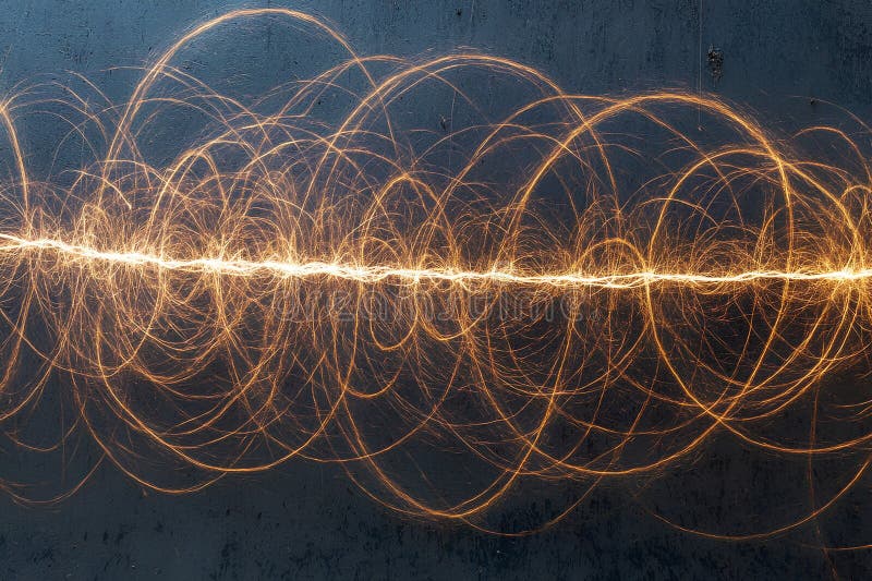 A Bright Flash of a Spinning Steel Wool on a Dark Background. Stock ...