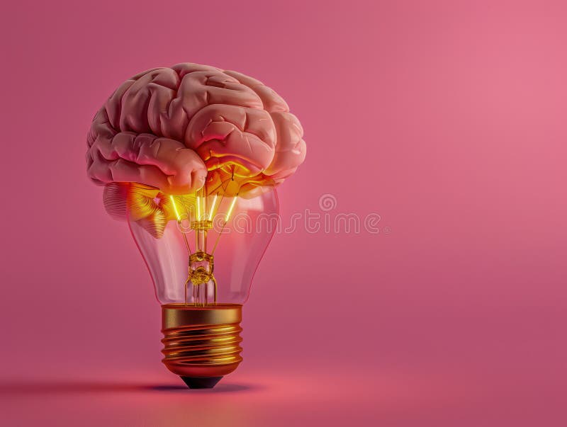 Illuminating the Mind a Brain Lit by a Glowing Lightbulb Represents ...