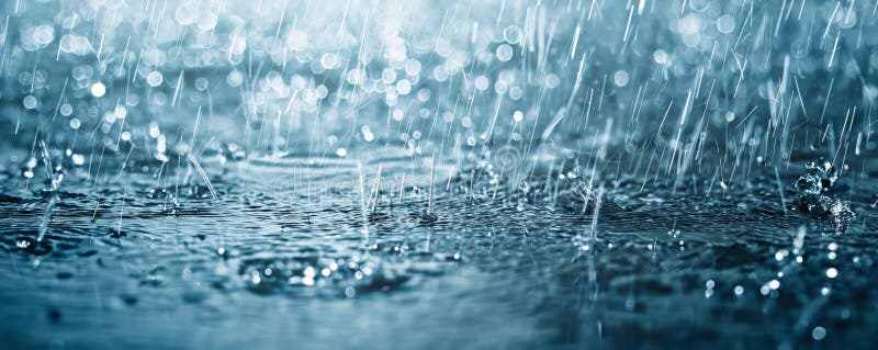 Close-up of Raindrops Splashing on Water Stock Photo - Image of weather ...