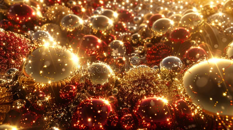 Abstract Sparkling Gold and Red Orbs, Generative AI Stock Image - Image ...