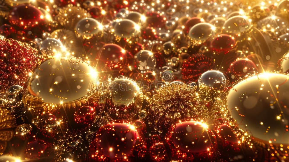 Abstract Sparkling Gold and Red Orbs, Generative AI Stock Image - Image ...