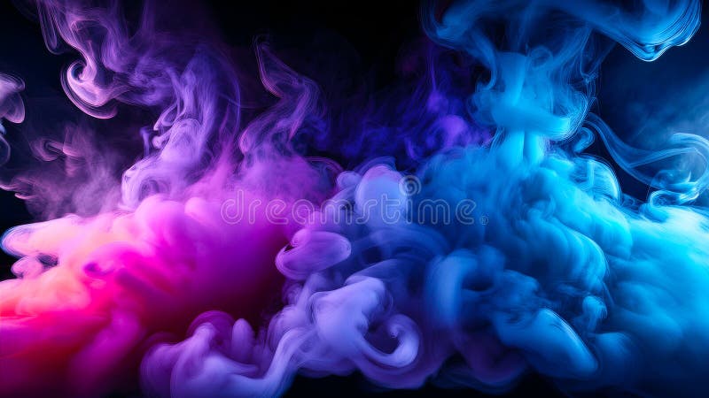 Thick Clouds of Blue, Purple and Pink Smoke Mix To Create Smooth ...