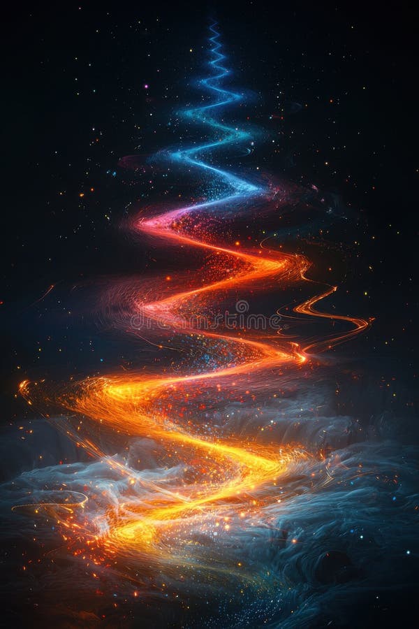 Vibrant Energy Trail Forming Abstract Glowing Pathway Stock Photos ...