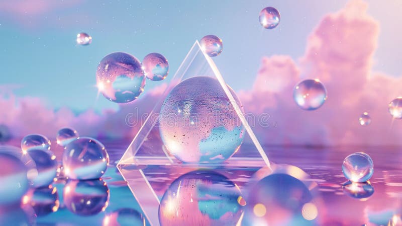 Surreal Pink Prism and Bubbles Stock Photo - Image of whimsical ...