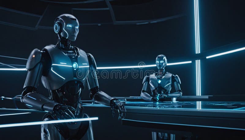 The Cybernetic Nexus: an Autonomous AI Interface Stock Illustration ...