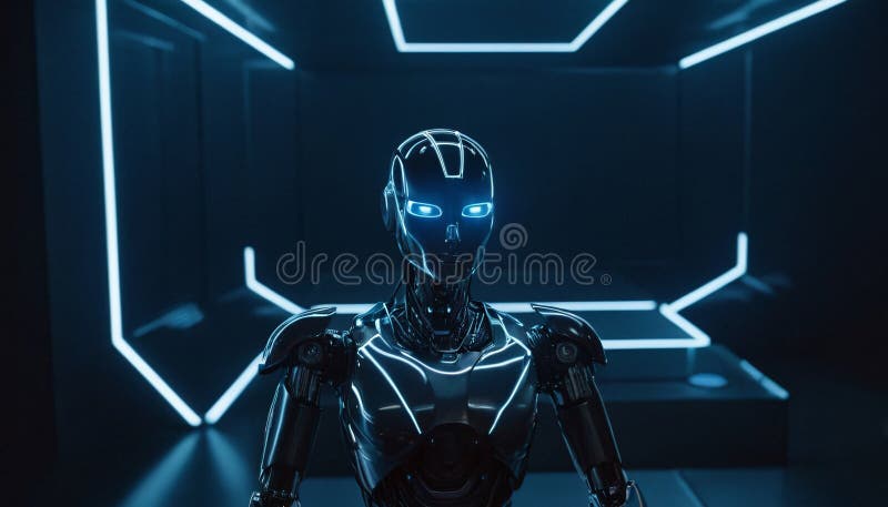 The Cybernetic Nexus: an Autonomous AI Interface Stock Illustration ...