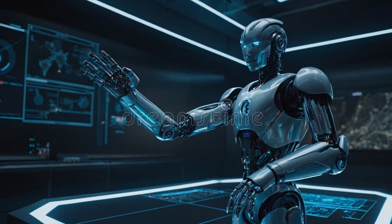 The Cybernetic Nexus: an Autonomous AI Interface Stock Illustration ...