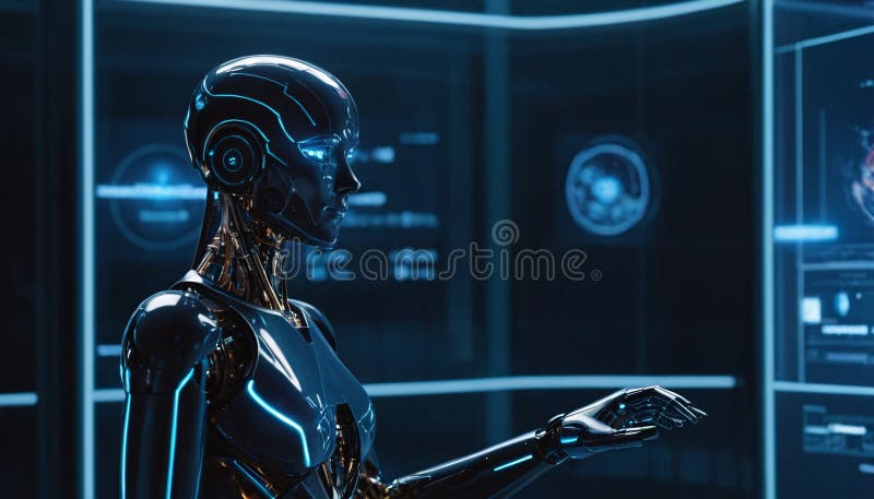 The Cybernetic Nexus: an Autonomous AI Interface Stock Illustration ...