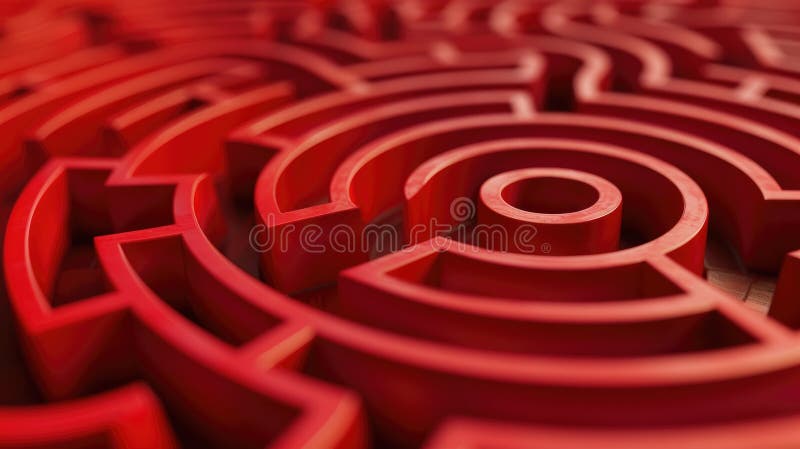 Mesmerizing Image of a Red Maze Featuring a Central Circle, an ...