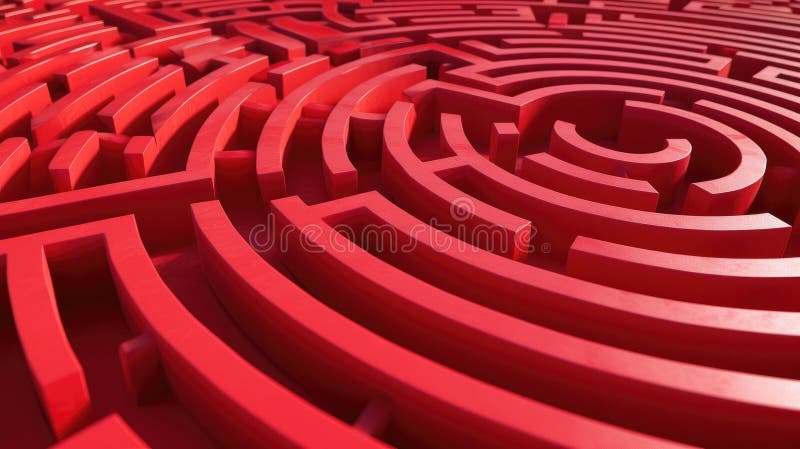Mesmerizing Image of a Red Maze Featuring a Central Circle, an ...