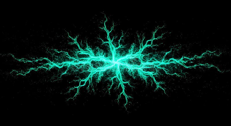 Abstract Teal Lightning Bolt Fractal Art: a Digital Visualization Stock ...