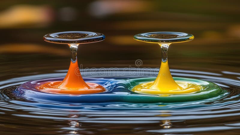 Dual Colored Water Drop Impact Stock Illustration - Illustration of ...