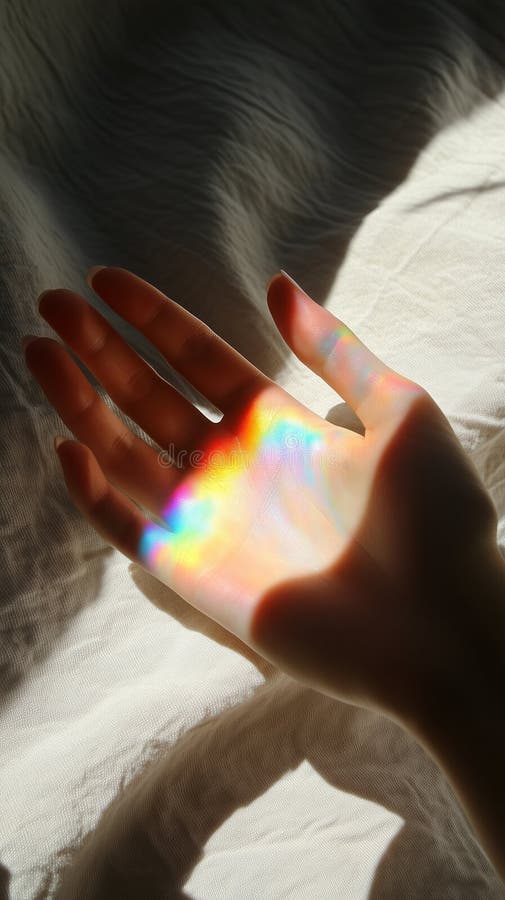 Captivating Prism Rainbow Effects on Hands and Shadows Stock ...