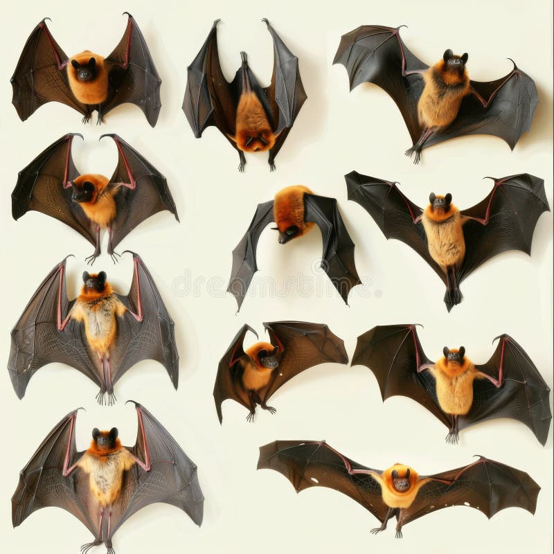 Nightly Gathering. Fruit Bats in High Detail Stock Image - Image of ...