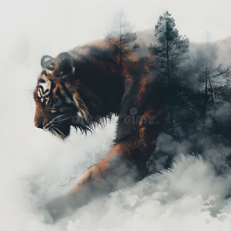 A Mesmerizing Image of a Tiger Gracefully Stepping through a Misty ...