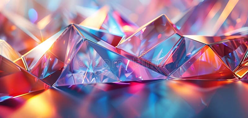 Mesmerizing Iridescent Crystal Pattern: Geometric Sharp Edges in ...