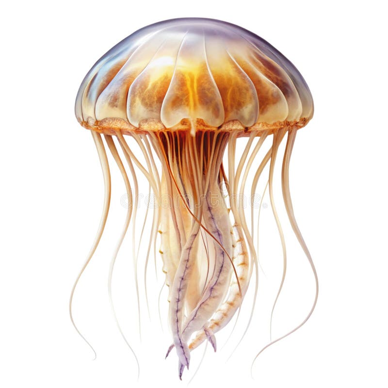 Jellyfish with Translucent Body Isolated on White Background Stock ...