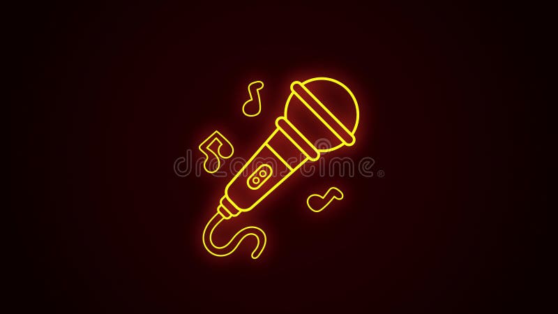 Neon Microphone with Musical Notes. Flashing Neon Sign Effect Stock ...