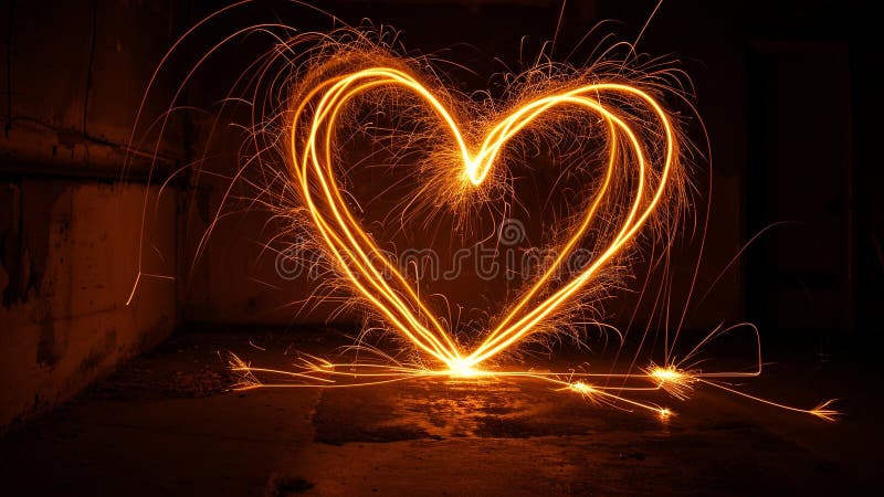 Mesmerizing Light Painting the Magic of a Heart in the Dark Stock ...
