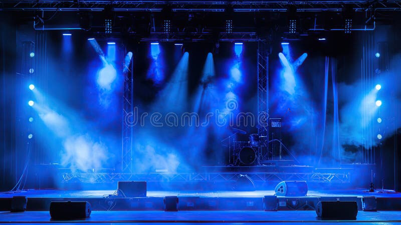 Mesmerizing Lights, Blue Stage Illumination and Smoke Effects ...