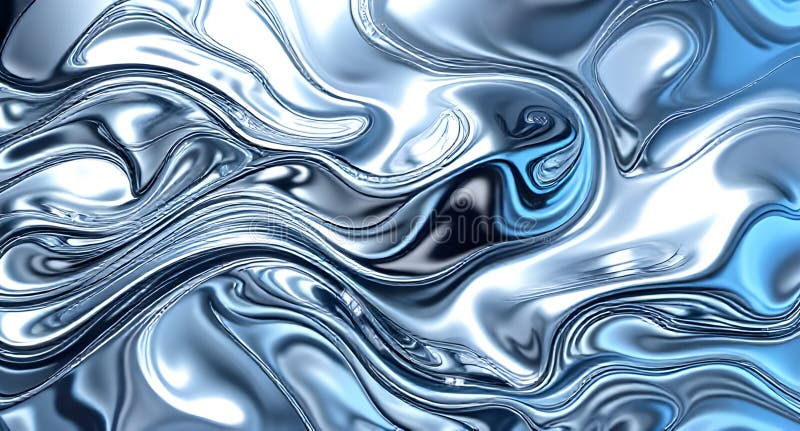 Liquid Metal Abstract Art, Chrome Reflections, Futuristic Fluid Shapes ...
