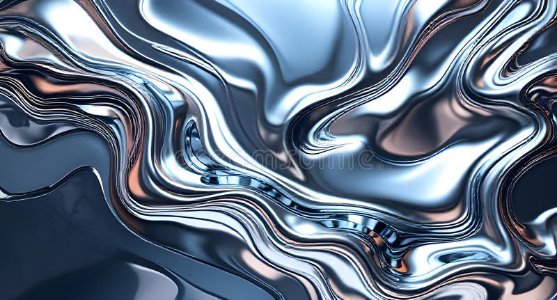 Liquid Metal Abstract Art, Chrome Reflections, Futuristic Fluid Shapes ...