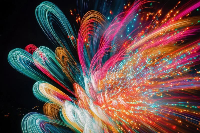 Mesmerizing Long Exposure Fireworks Display with Vibrant Colors and ...
