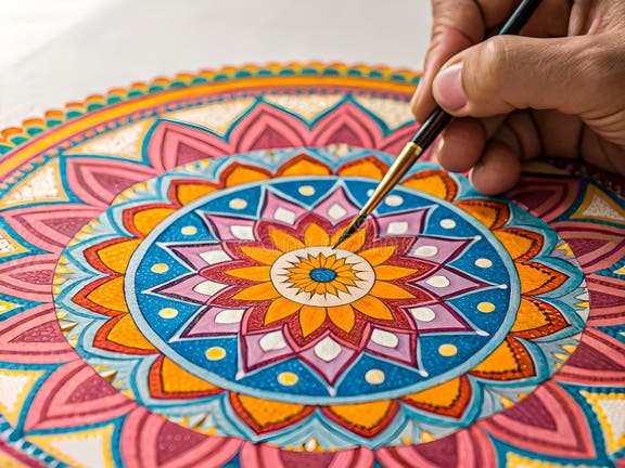 Mesmerizing Mandala Art in Progress. a Masterpiece of Precision and ...