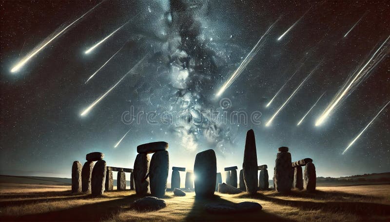 Mystical Meteor Shower Over Ancient Stone Circle - Perfect for Posters ...