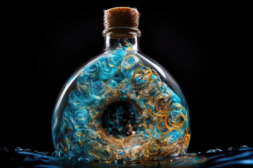 Mesmerizing Microplastic Swirls in a Bottle of Water Stock Illustration ...