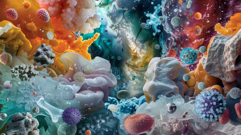 Mesmerizing Microscopic World: Colorful Abstract Microorganisms Stock ...