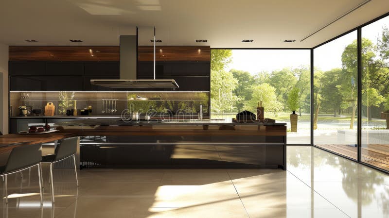 Mesmerizing Modern Kitchen Backdrop Stock Illustration - Illustration ...