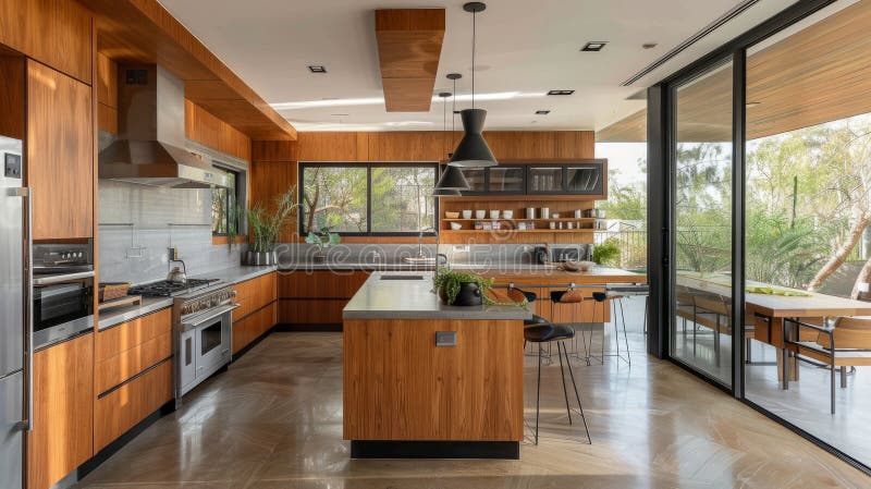 Mesmerizing Modern Kitchen Backdrop Stock Illustration - Illustration ...