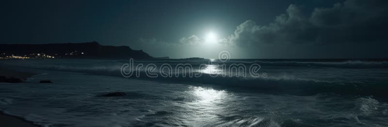 Mesmerizing Moonlit Waves Magical Landscape of a Moonlit Beach with ...