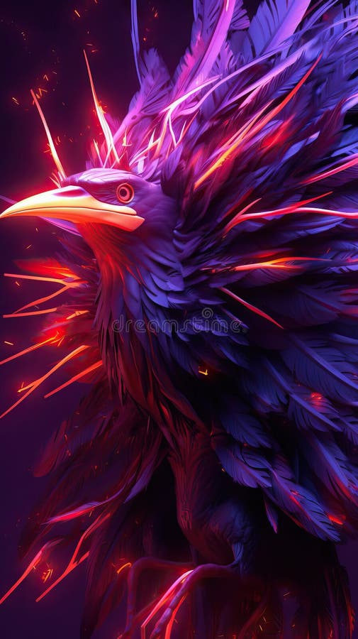 Neon Crow Red Color Vector Illustration Flat Style Image Stock Vector ...