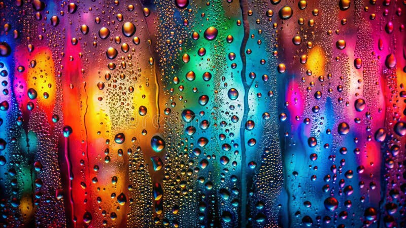Mesmerizing Neon Glass Window Intricate Rain Drop Patterns Create ...
