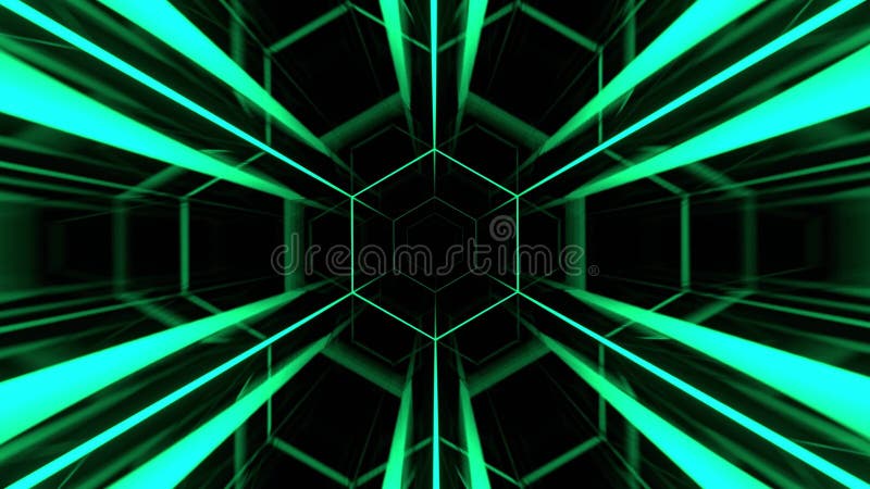 Neon Green Sci-Fi Tunnel Loop Stock Video - Video of abstract, black ...