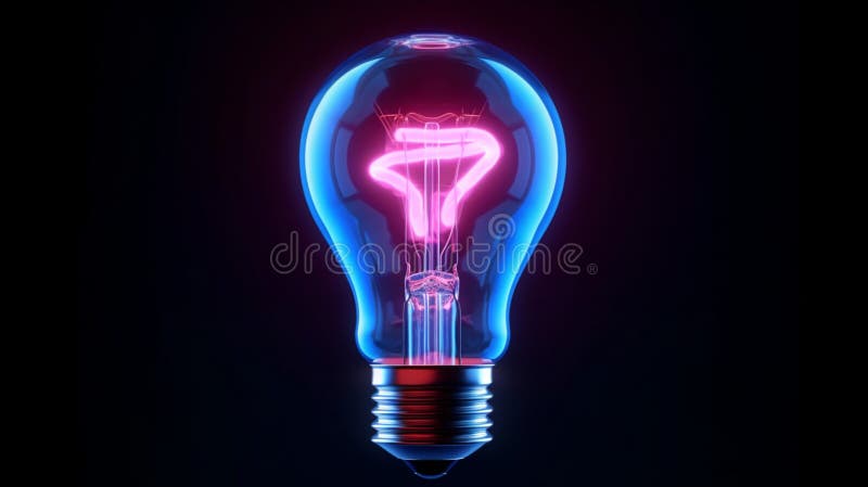 Mesmerizing Neon Light Bulb with Blank Area for Text Stock Illustration ...