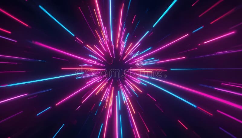 Mesmerizing Neon Lights Burst Outwards, Creating a Futuristic and ...