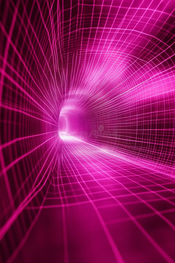 Mesmerizing Neon Pink Grid Tunnels Extending into Infinite Perspective ...