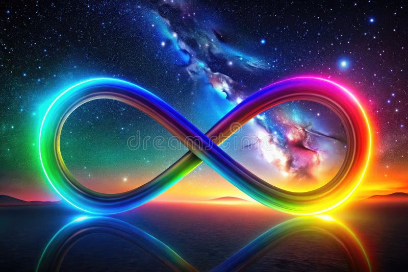 Mesmerizing Night Rainbow Circle a Luminous Infinity Loop Logo Design ...