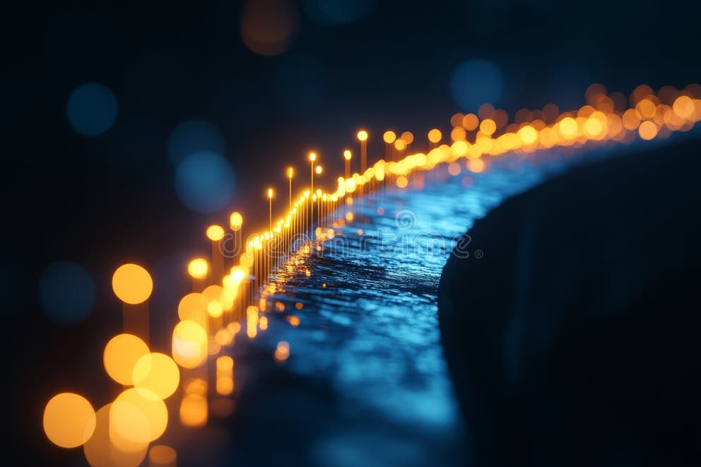 Mesmerizing Nightscape: Illuminated Path of Light Reflections on Water ...