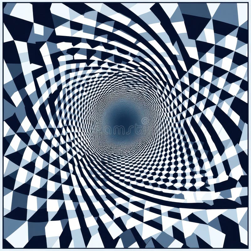 Abstract Optical Illusion with a Spiraling Checkered Pattern Stock ...