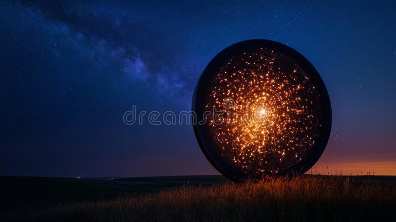 A Mesmerizing Orb of Light Stands Amidst a Serene Landscape. Stars ...