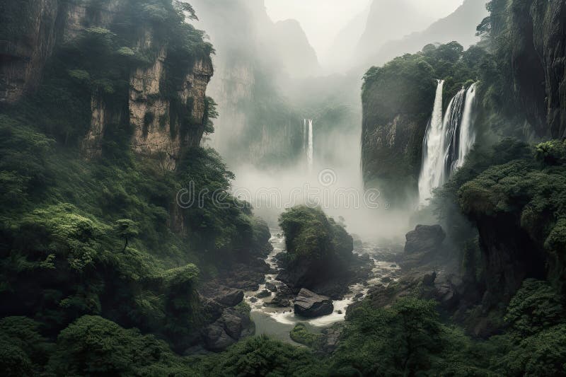 Mesmerizing Waterfall Stock Illustrations – 819 Mesmerizing Waterfall ...