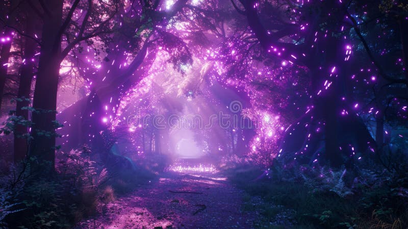 A Mesmerizing Pathway through an Enchanted Forest, Aglow with Magical ...