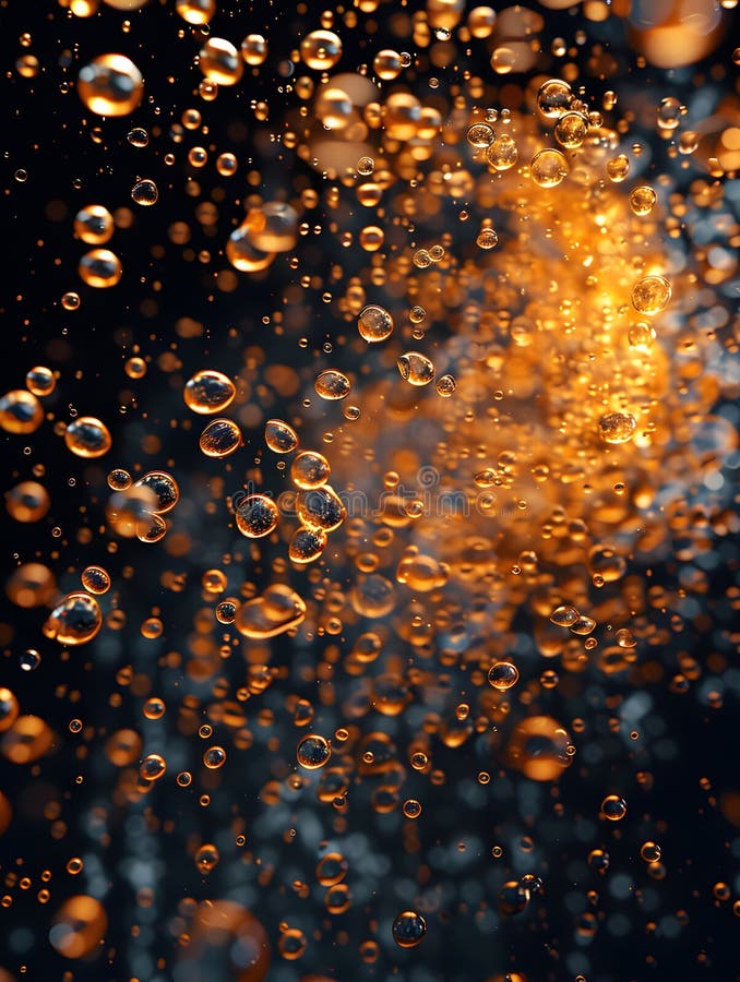 Electric Blue Bubbles Float in a Dark Liquid, Creating an Intriguing ...